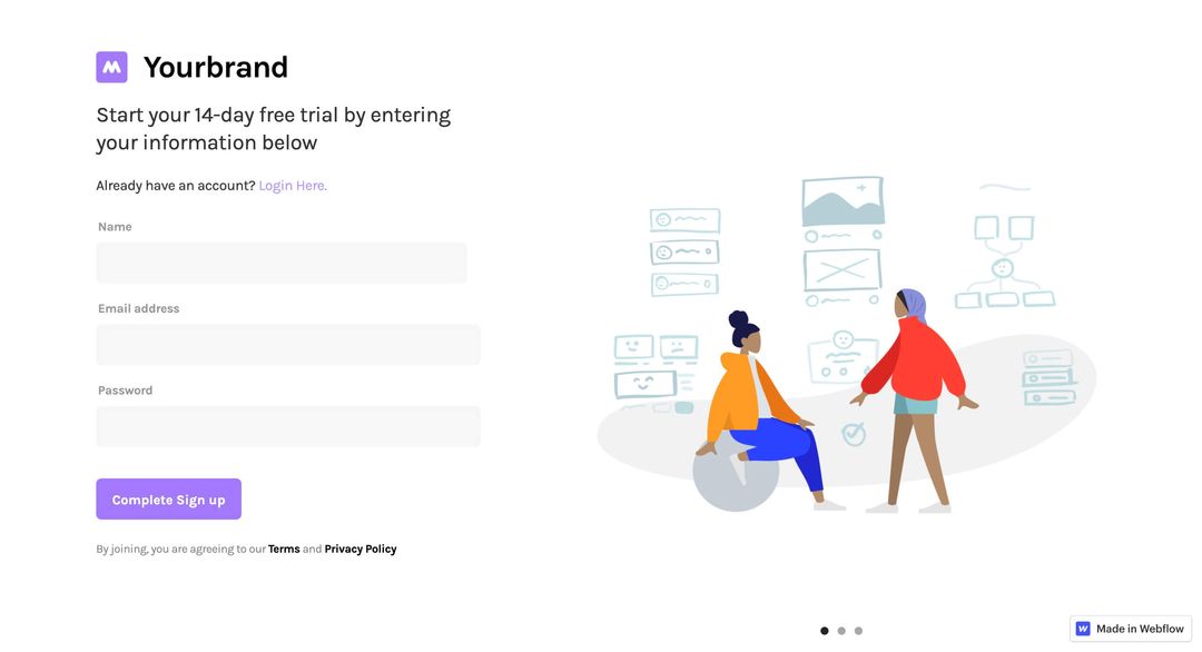 Dark Mode Sign Up Form | Free Webflow Component